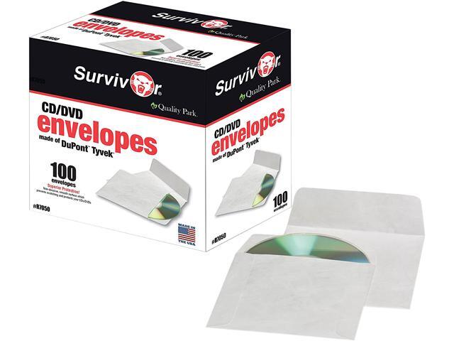 Quality Park Cd/Dvd Sleeves, Moisture-Resistant Tyvek Material, 100/Box ...