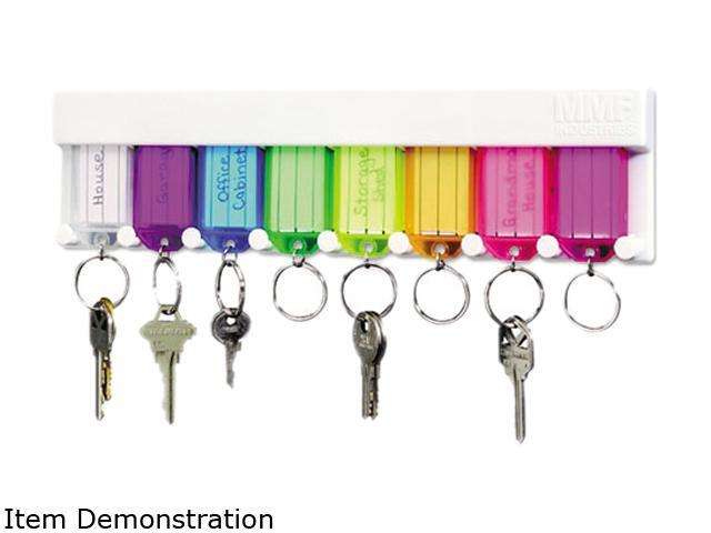 Multi-Color Key Rack, 8-Key, 2 3/4 x 1/2 x 10 1/2, Plastic, White ...