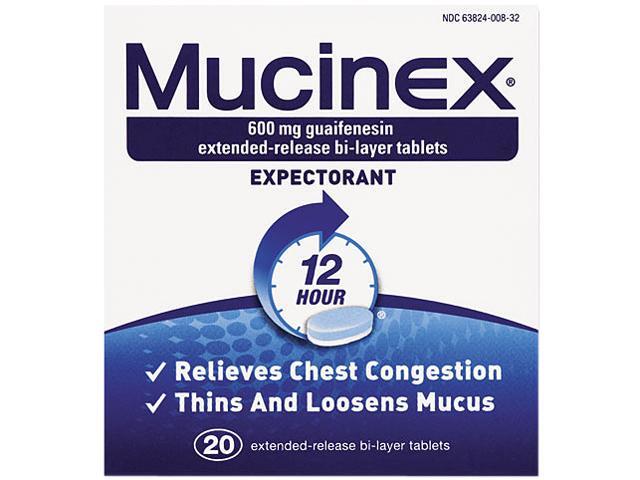 Mucinex Expectorant Extended-Release Bi-Layer Tablets, 600 mg - 20 Ct ...