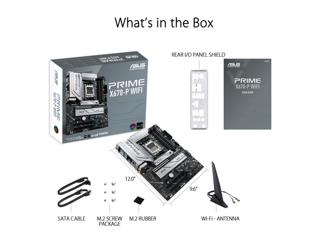 ASUS PRIME X670-P WIFI AMD X670 AM5 Ryzen Desktop 9000 8000 & 7000 ATX ...