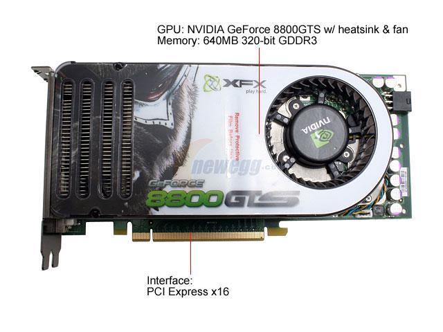 XFX PVT80GTHD4 GeForce 8800GTS 640MB 320-bit GDDR3 PCI Express x16 HDCP ...