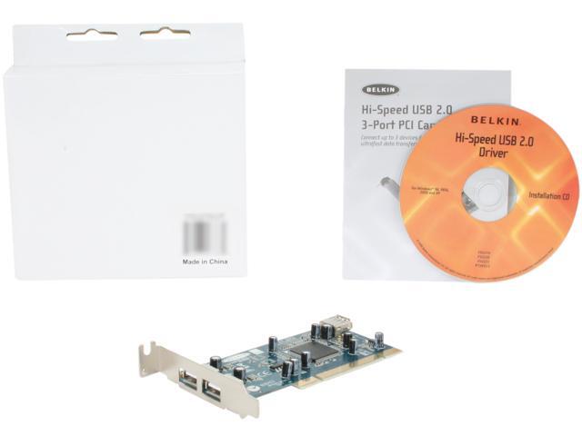BELKIN USB 2.0 Hi-Speed 3-Port Low Profile PCI Card Model F5U219-LP ...