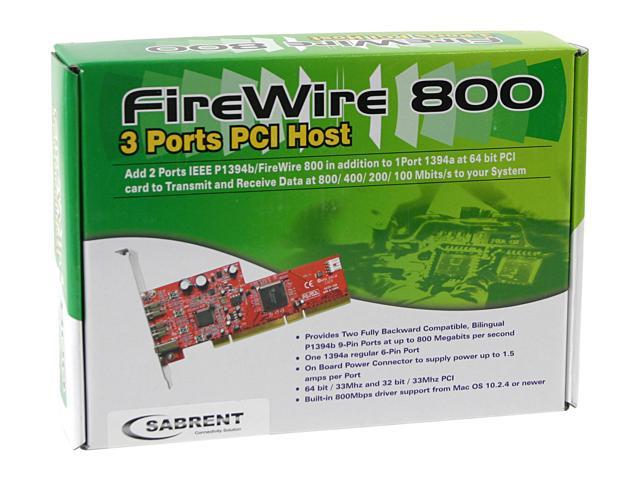 SABRENT IEEE 1394b 3 Ports PCI Host Card Adapter Model SBT-1394b ...