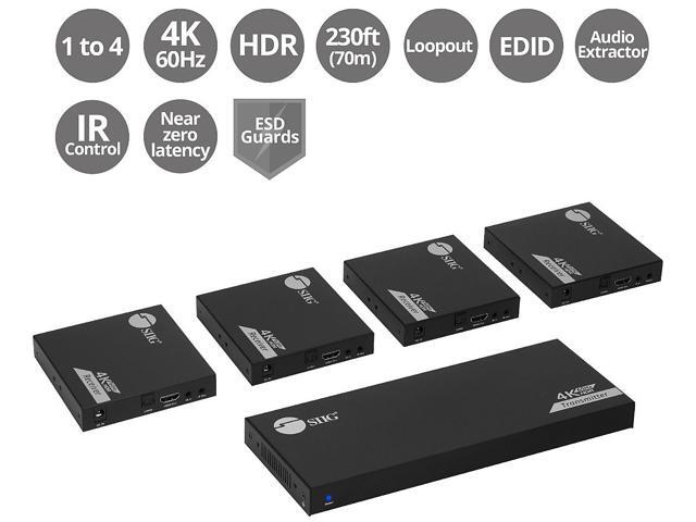 SIIG 1x4 HDMI Splitter Over Cat6 Extender with Loopout, IR, ARC & RS ...