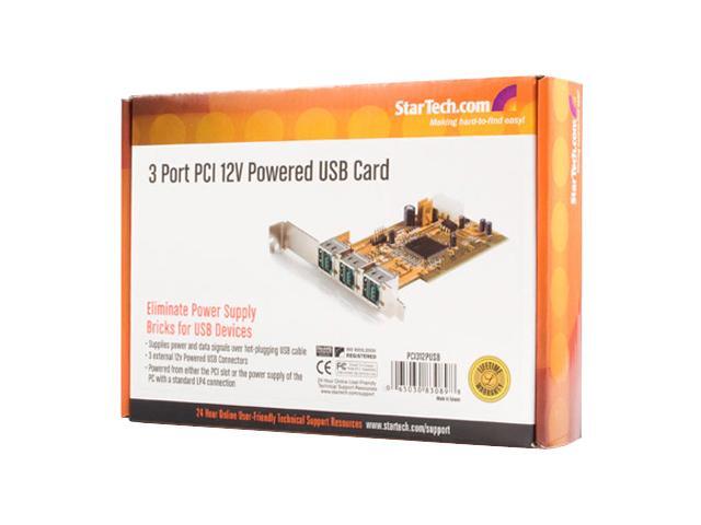 StarTech 3 Port PCI 12V PoweredUSB Adapter Card - USB PlusPower ...