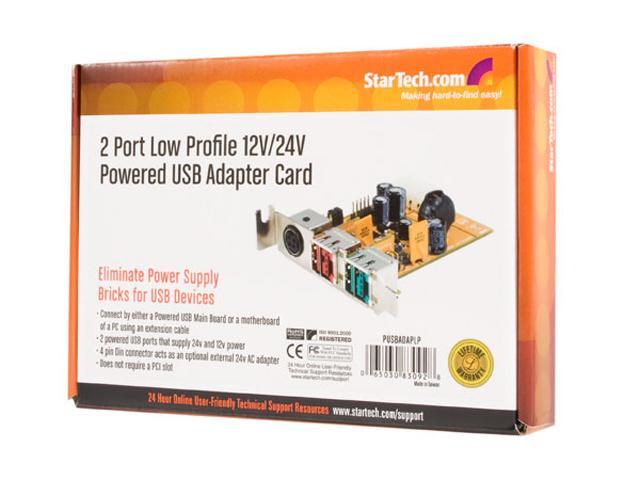 StarTech.com 2 Port Low Profile 12V/24V Powered USB Adapter Card Model ...