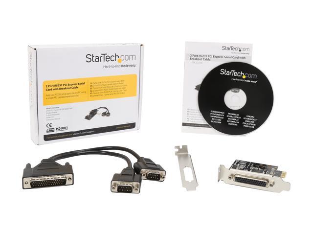 StarTech.com 2 Port RS232 PCI Express Serial Card w/ Breakout Cable ...