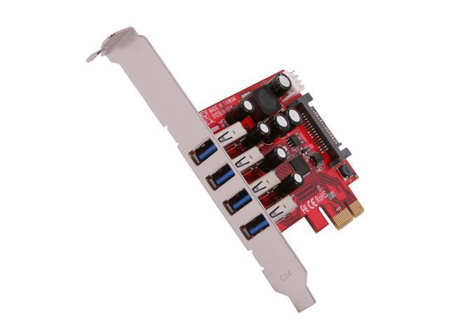 Koutech 4-Port SuperSpeed USB 3.0 PCI Express (x1) (4xExt) (15-pin SATA ...