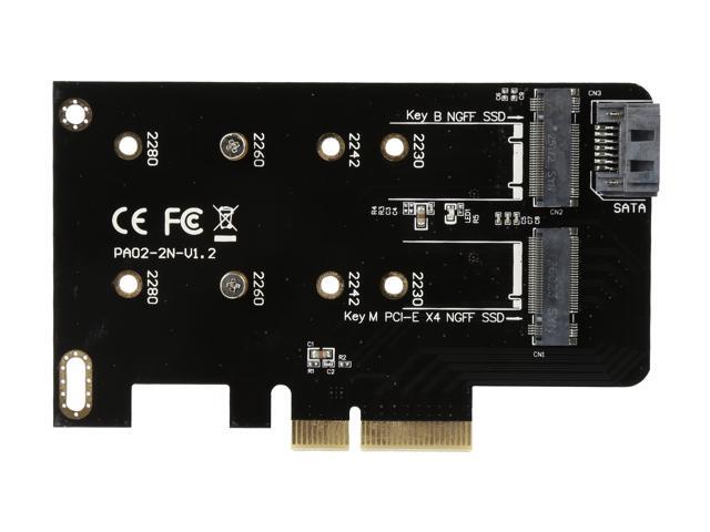 BYTECC NGFF (M.2) to PCIE Adapter - 2 Port NGFF M.2 B + M Key SSD to ...