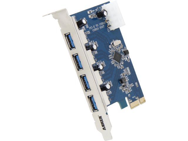 Anker USB 3.0 PCI-E Express Card with 4 USB 3.0 Ports and 4-Pin Power ...
