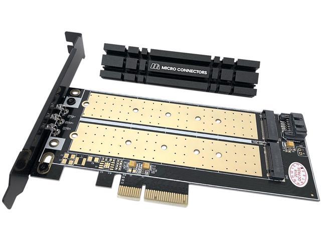 Micro Connectors M.2 NVMe + M.2 SATA 110mm SSD PCIe x4 Adapter with ...