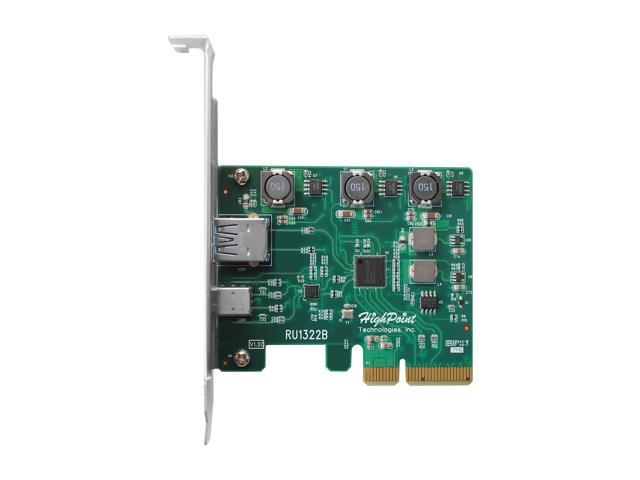 HighPoint RocketU RU1322B PCI-Express 3.0 x2 (x4 physical) 2-Port (USB ...
