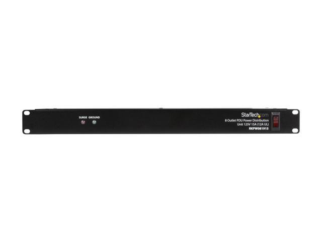 StarTech RKPW081915 19in 1U Rackmount 8 Outlet PDU 125V 15A (12A UL ...