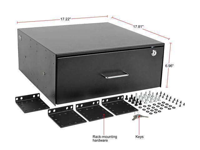 4U drawer mounts in EIA-standard 19 in. 2-post rack to store tools ...