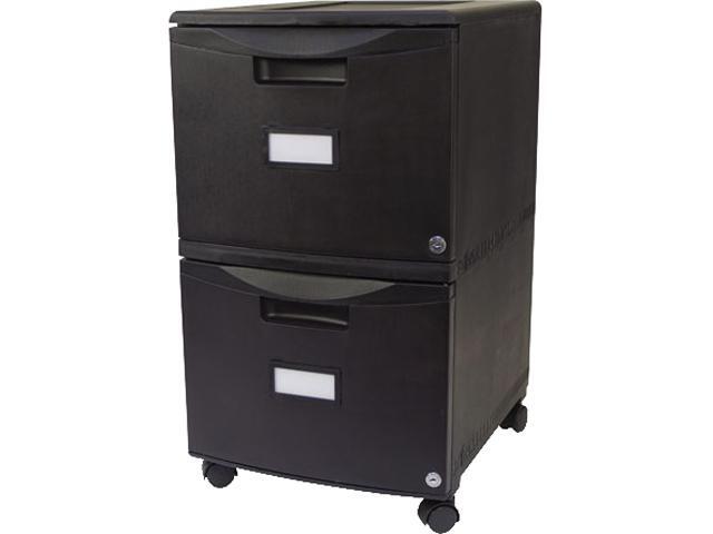 Storex Two-Drawer Mobile Filing Cabinet 14-3/4w x 18-1/4d x 26h Black ...
