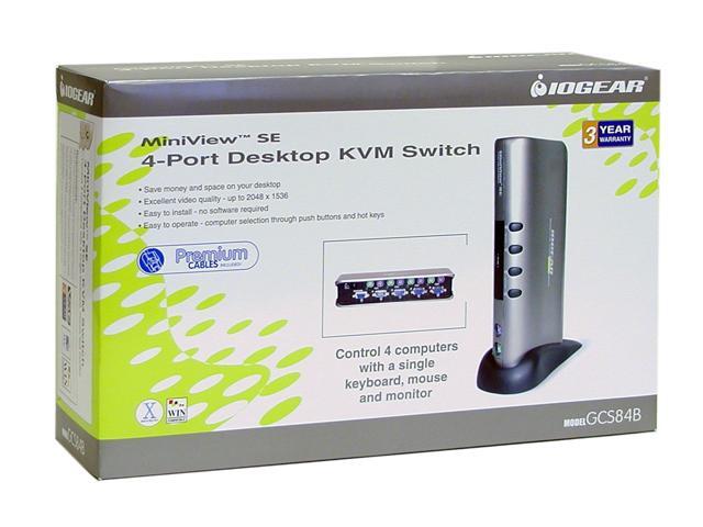 IOGEAR MiniView SE GCS84B KVM Switch Kit w/Cables - Newegg.com