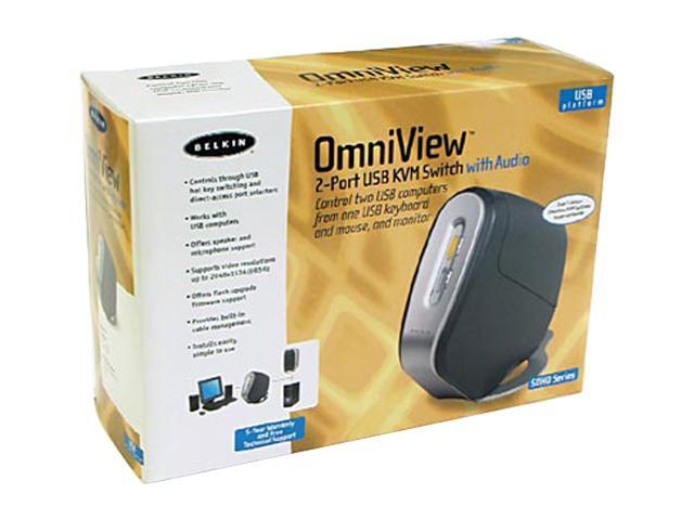 BELKIN OmniView SOHO F1DS102U 2-Port KVM Switch with Audio USB Platform ...