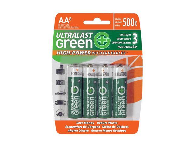 UltraLast Green ULGHP8AA 8-pack AA 2400mAh Ni-MH Rechargeable Batteries ...