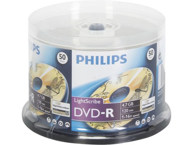 PHILIPS 4.7GB 16X DVD-R LightScribe 50 Packs Disc Model DM4L6B50F/17 ...