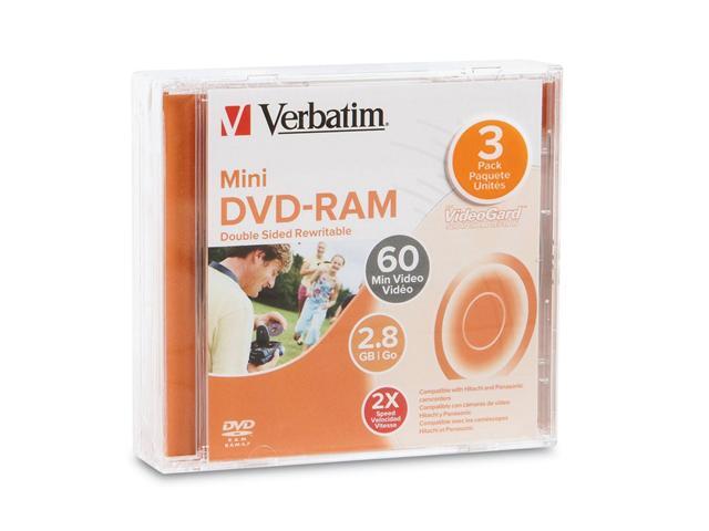 Verbatim 2.8GB 2X Mini DVD-RAM 3 Packs Double Sided Media Model 95429 ...