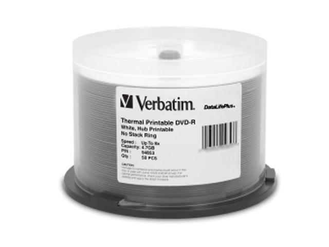 Verbatim 4.7GB 8X DVD-R Thermal Printable Hub Printable 50 Packs ...