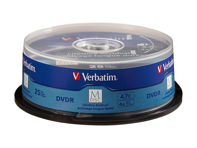 Verbatim M-Disc DVD-R 4.7GB 4X with Branded Surface - 25pk Spindle ...