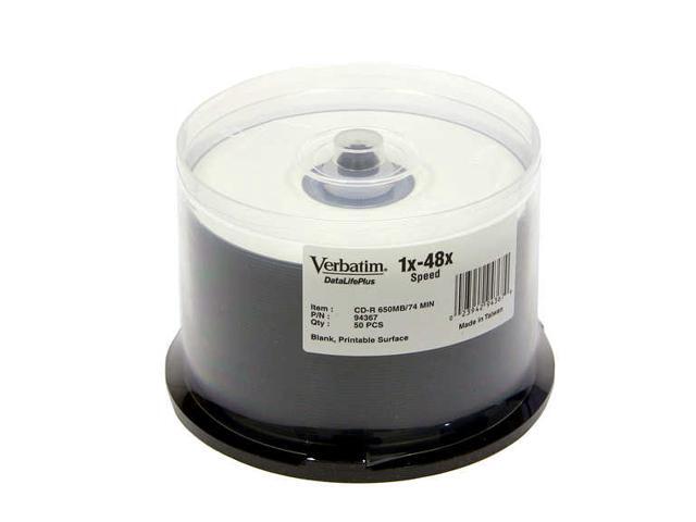 Verbatim DataLifePlus 650MB 48X CD-R Printable 50 Packs Disc Model ...
