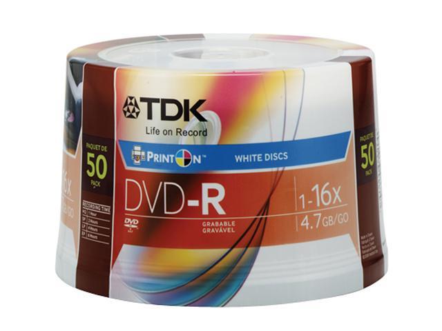 TDK 4.7GB 16X DVD-R Inkjet Printable 50 Packs Disc Model DVD-R47WMFCB50 - Newegg.com