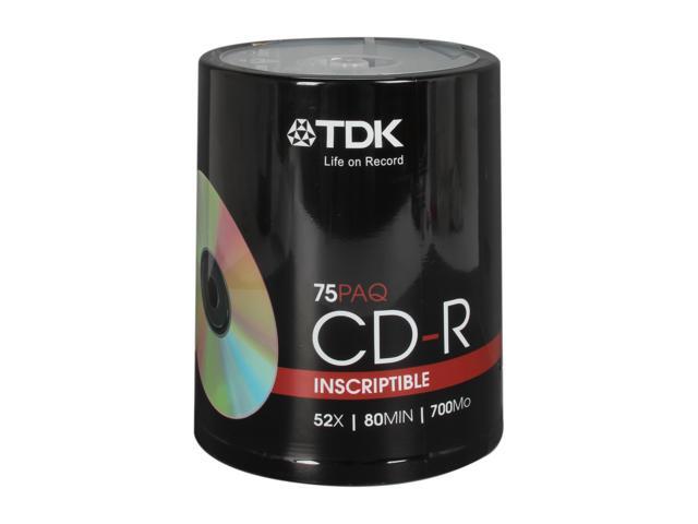 TDK 700MB 52X CD-R 75 Packs Disc Model 61935 - Newegg.com