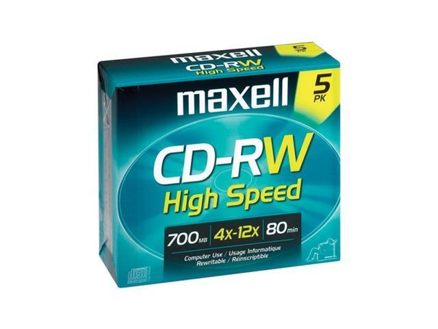 maxell 700MB 12X CD-RW 5Pack Jewel Case High Speed Disc Model 630025 ...