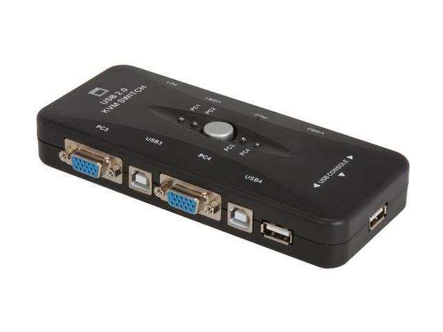 Kinamax KVM-USB4 4-Port USB 2.0 KVM Switch Box with 4 Sets of Cables ...