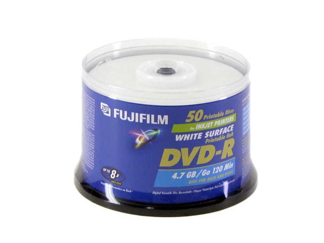 FUJIFILM 4.7GB 8X DVD-R White Inkjet Hub Printable 50 Packs Disc Model ...