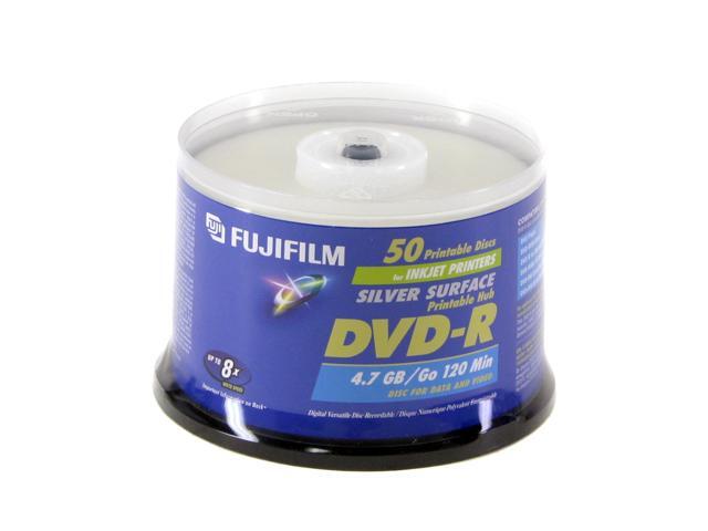 FUJIFILM 4.7GB 8X DVD-R Silver Inkjet Hub Printable 50 Packs Disc Model ...