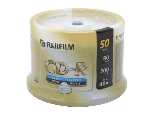FUJIFILM 700MB 48X CD-R Inkjet Printable 50 Packs Disc Model 25307211 ...