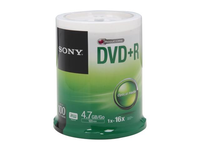 SONY 4.7GB 16X DVD+R 100 Packs Spindle Disc Model 100DPR47SP - Newegg.com