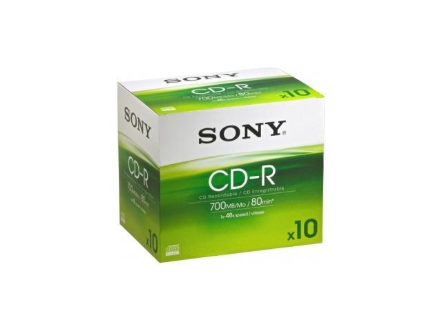 Sony CD Recordable Media - CD-R - 48x - 700 MB - 10 Pack Slim Jewel ...