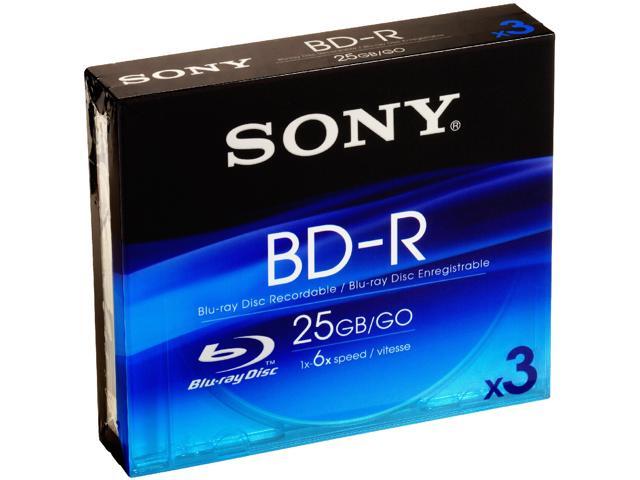 SONY 25GB 6X BD-R 3 Packs Disc Model BNR25R3H - Newegg.com