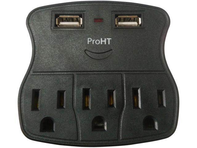 inland 03241 Wall Tap Surge Protector with USB Charging Ports (Black ...