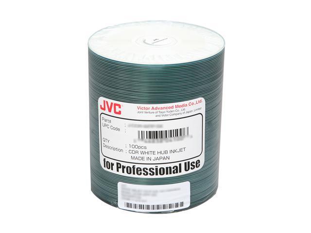 JVC 700MB 52X CD-R White Inkjet Hub Printable 100 Packs Disc Model JCDR ...