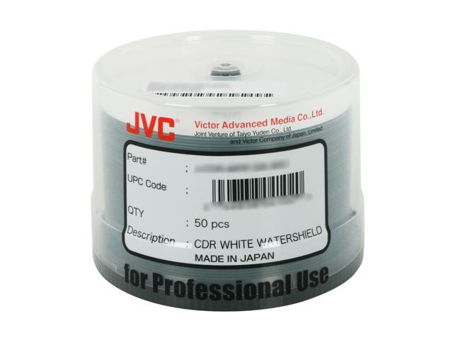 JVC 700MB 52X CD-R Water Shield White Inkjet Hub Printable 50 Packs ...