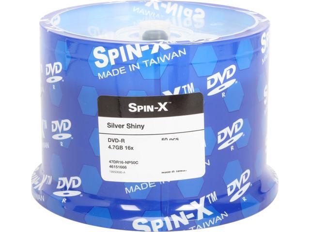 SPIN-X 4.7GB 16X DVD-R 50 Packs Disc Model 47DR16-NP50C (46151666 ...