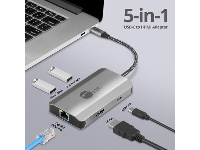 SIIG USB-C to HDMI with LAN Hub & PD Charging Adapter - HDMI 4K@30Hz ...