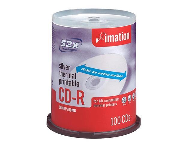 imation 700MB 52X CD-R Silver Thermal Printable 100 Packs Disc - No ...