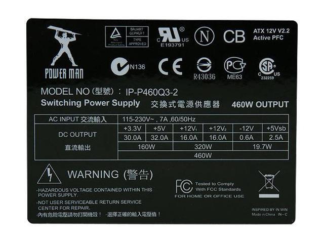 IN WIN IP-P460Q3-2 460W ATX12V V2.2 Active PFC Power Supply - Newegg.com