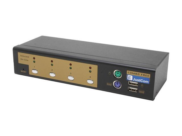 JustCom JC-CB104 4-port USB & PS2 combo KVM w/o audio, with cables ...