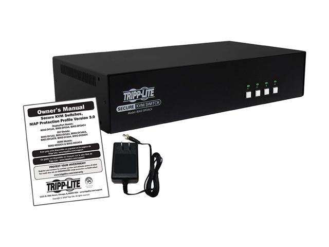 Tripp Lite Secure 4 Port KVM Switch, DisplayPort to DisplayPort, Dual ...