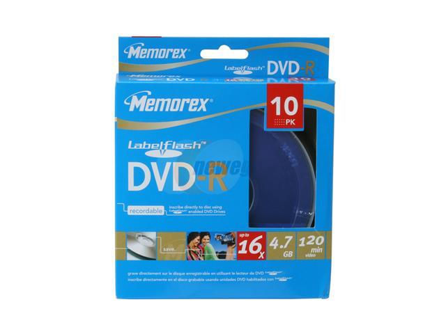 memorex 4.7GB 16X DVD-R LabelFlash 10 Packs Disc Model 03133 - Newegg.com