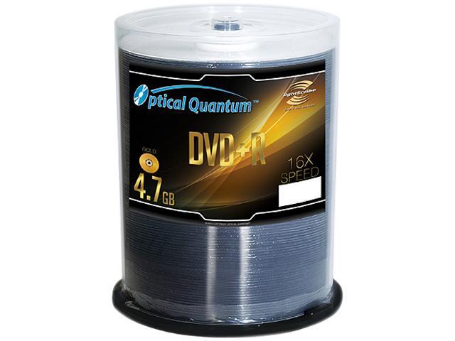 Optical Quantum 4.7GB 16X DVD+R LightScribe 100 Packs Gold Top Surface ...