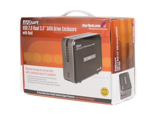 StarTech SAT3520U2R InfoSafe 3.5in Black USB 2.0 to Dual SATA Hard ...