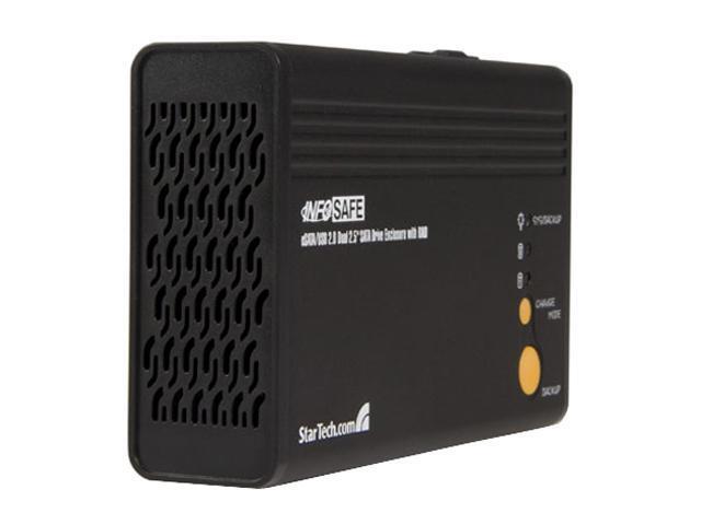 StarTech InfoSafe SAT2520U2ER Aluminum 2.5" Black eSATA USB Dual SATA ...